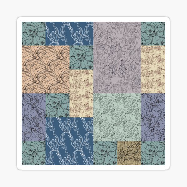 "Line art flower patchwork №2" Sticker by fairytaleprints | Redbubble
