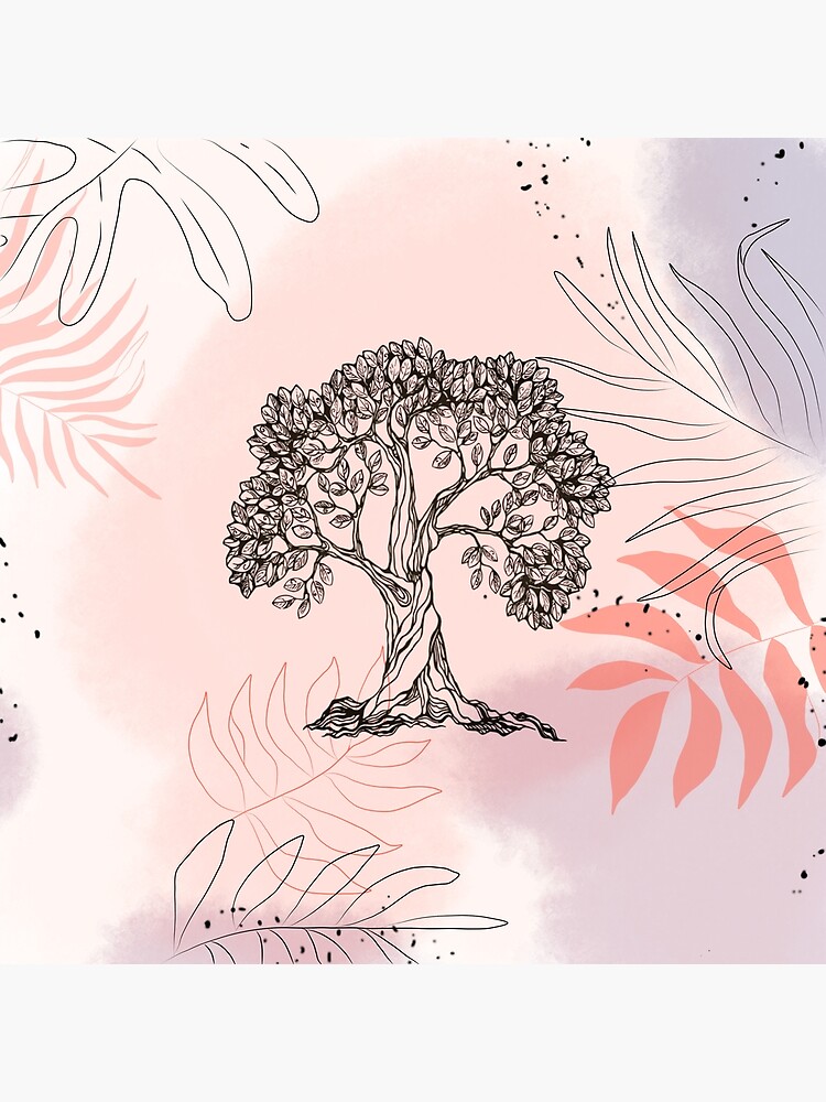 "Outline tree of life aesthetic design with background pattern" Art ...