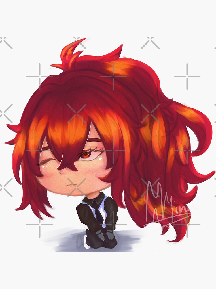 "Chibi diluc art." Sticker for Sale by Ninaashadow | Redbubble