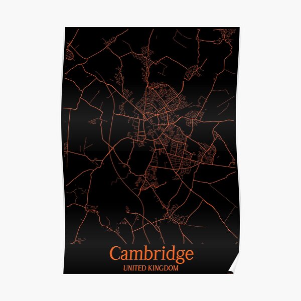 Digital Cambridge City Map Digital Print Cambridge Printed Map Poster ...