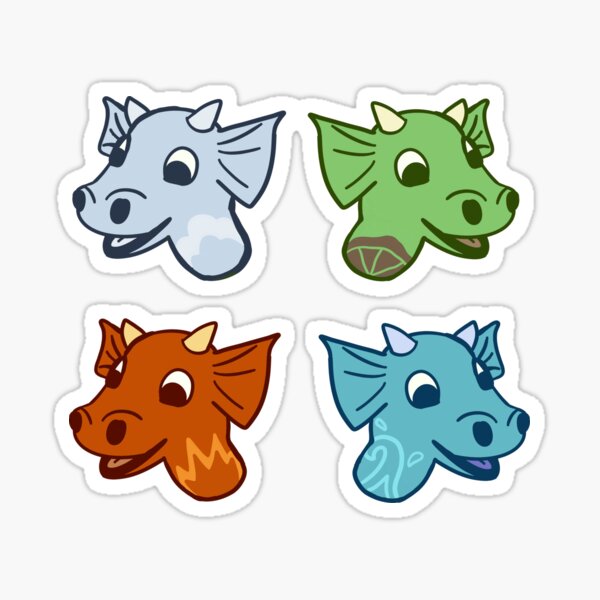 "Cute Element Dragons Fire Air Earth Water" Sticker for Sale by ...