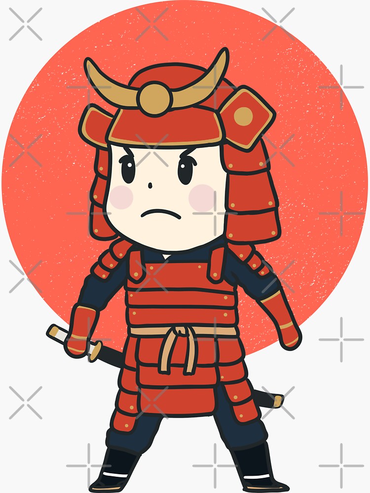 "Cute kawaii Chibi Japanese Samurai Artwork Illustration" Sticker by ...