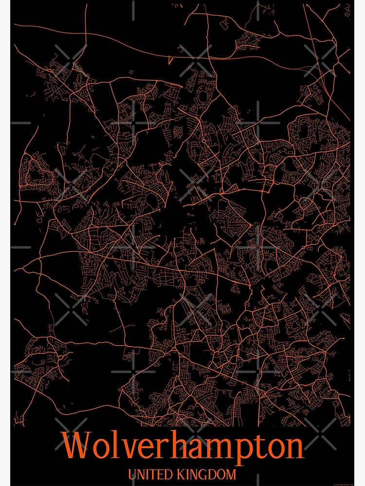 "Wolverhampton City Map Black Orange" Poster for Sale by Ermland-LabeL ...