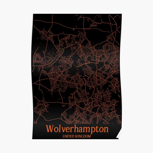 "Wolverhampton City Map Black Orange" Poster for Sale by Ermland-LabeL ...