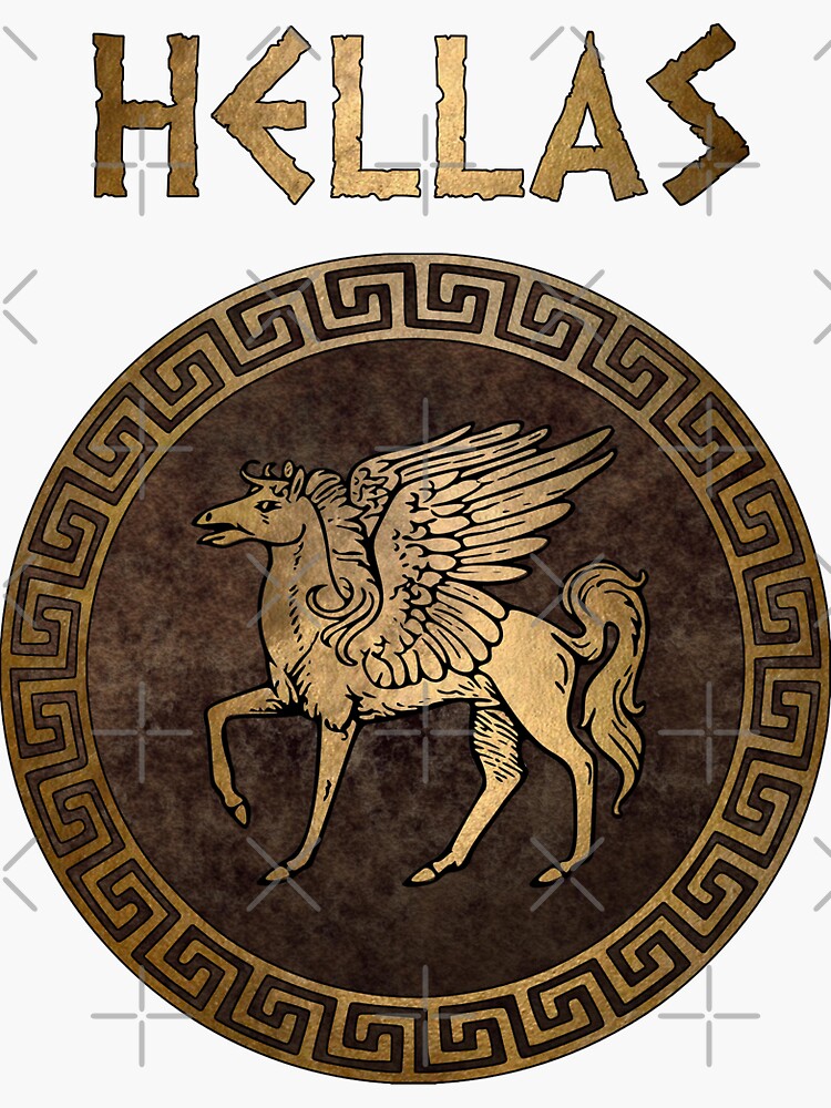 "Hellas Ancient Greece Pegasus Symbol" Sticker for Sale by ...