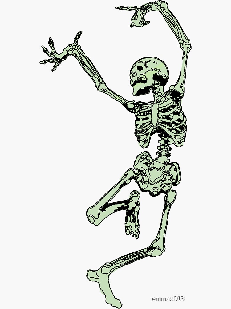 "sage green dancing skeleton " Sticker for Sale by emmax013 | Redbubble