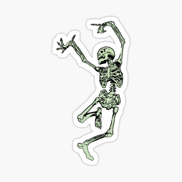 "sage green dancing skeleton " Sticker for Sale by emmax013 | Redbubble