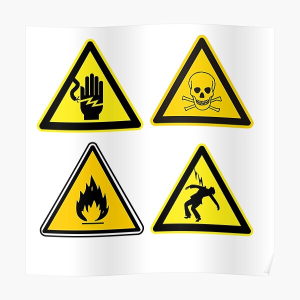 "Collection of Warning and Safety Signs" Poster for Sale by NaicoDessiN ...