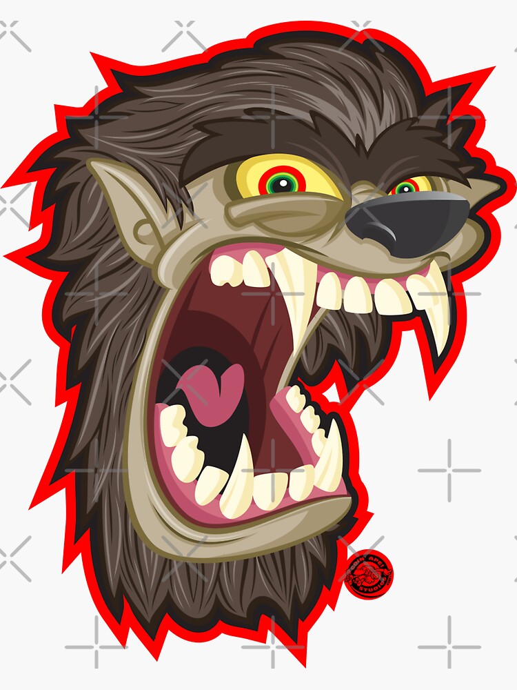 "Werewolf Red" Sticker by Goinapestudios | Redbubble