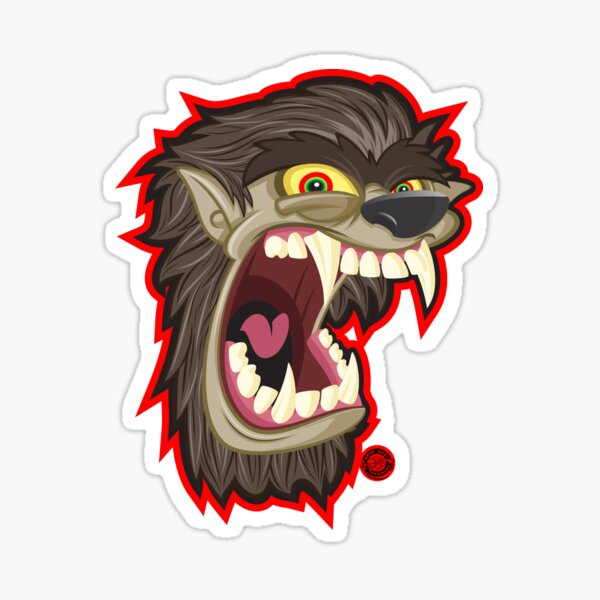 "Werewolf Red" Sticker by Goinapestudios | Redbubble