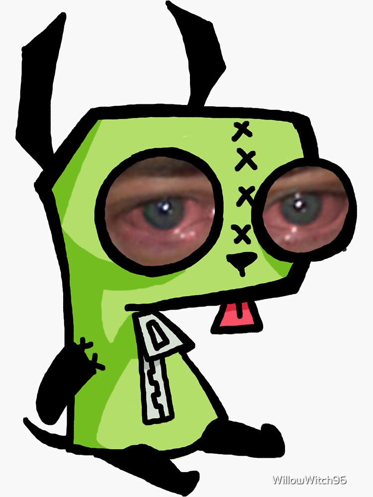 "invader zim gir sitting brendan fraser crying eyes *NEW VER*" Sticker ...