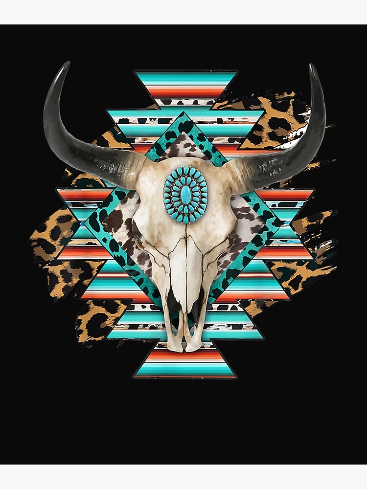 "Western Serape Aztec Cow Skull Bull Skull Cowgirl Rodeo Girl ...