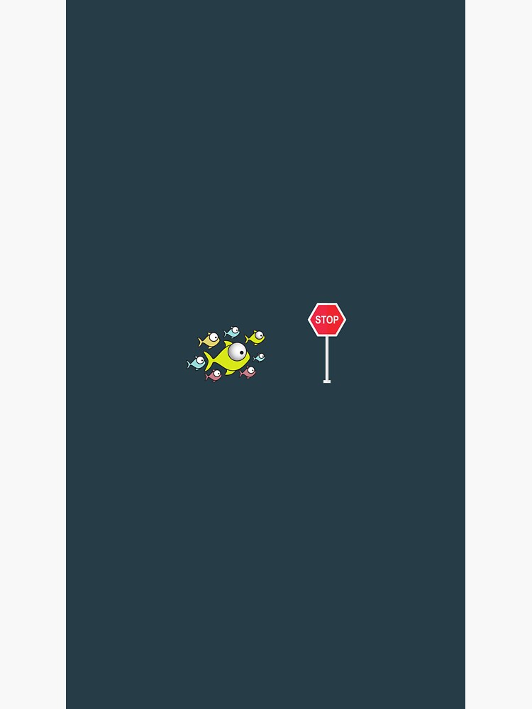 "Fish Traffic with Stop Sign" Sticker for Sale by HNGshopping | Redbubble
