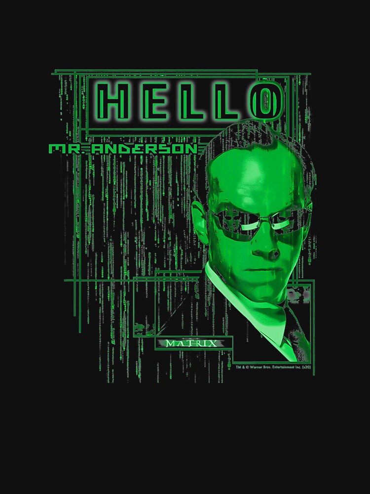 "The Matrix Agent Smith Hello Mr. Anderson Code Drop" T-shirt for Sale by ConsueLodel ...
