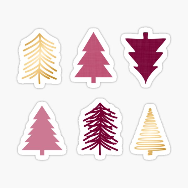 "Christmas Trees Cherry Red And Gold" Sticker for Sale by cashewdays ...