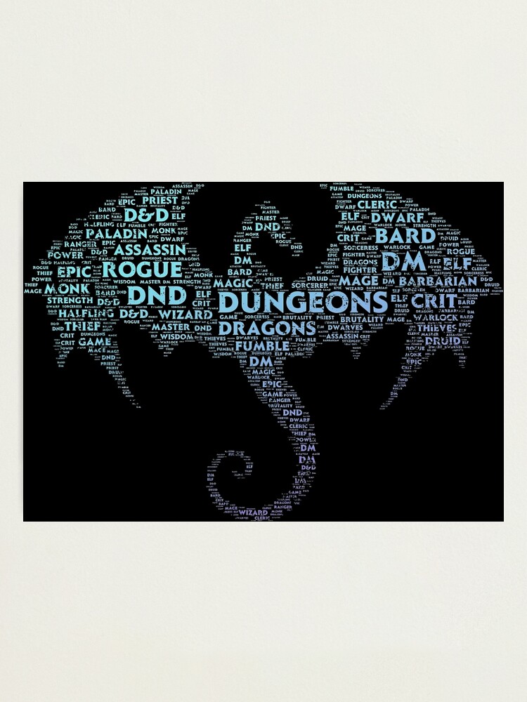 "Dragon Word Art _ Dungeon Crawler _ RPG DM Gaming" Photographic Print ...