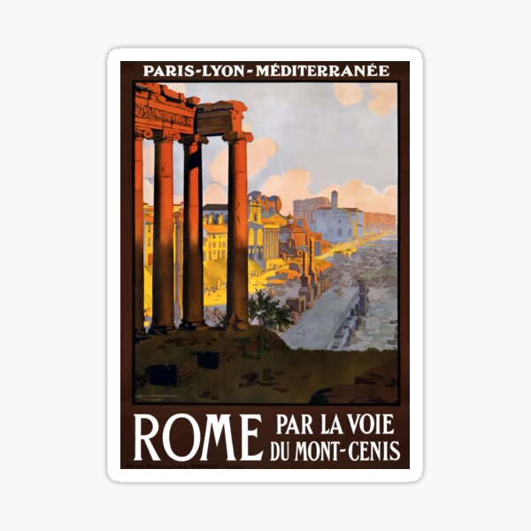"Vintage Travel Poster Ruins of Rome" Sticker for Sale by pdgraphics ...