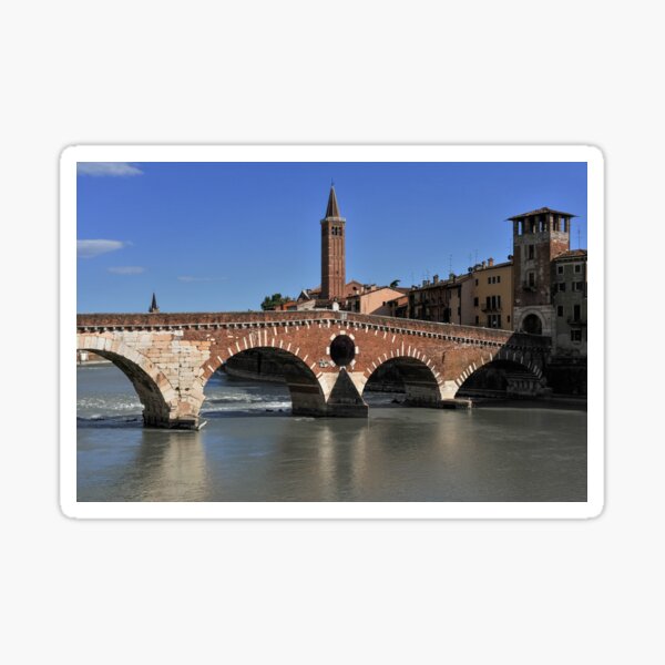 "Ancient Roman donkey-back bridge in Verona" Sticker for Sale by ...