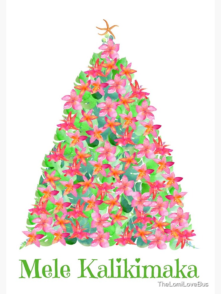 "Mele Kalikimaka Tropical Hawaiian Christmas Tree Watercolour ...