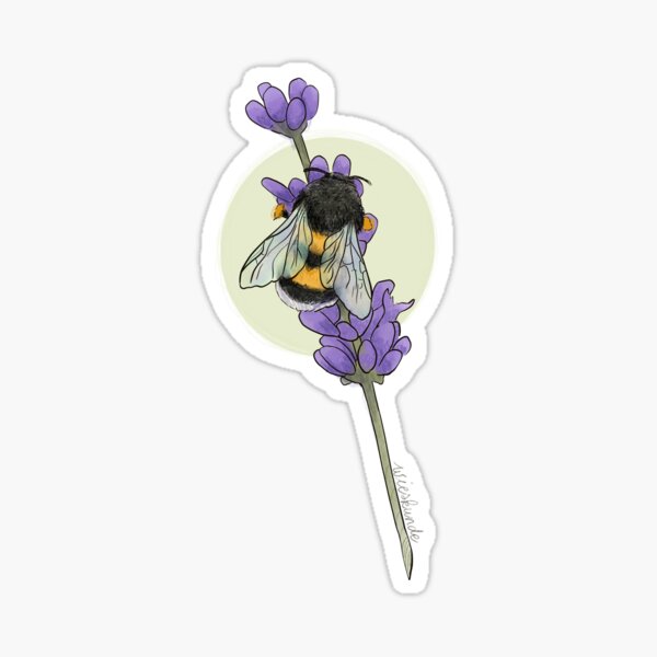 "Bumblebee on a sprig of lavender " Sticker for Sale by Wieskunde ...