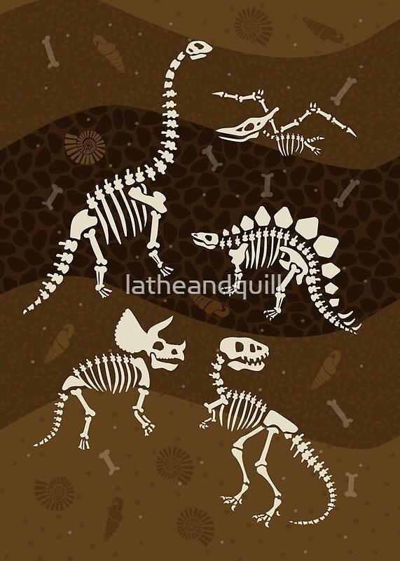 "Dinosaur Fossil Pattern" by latheandquill | Redbubble