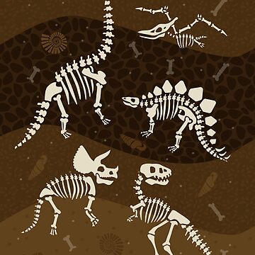 "Dinosaur Fossil Pattern" Kids T-Shirt for Sale by latheandquill ...