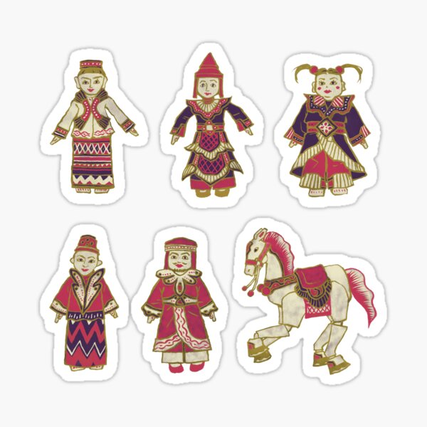 "Burmese Puppets" Sticker for Sale by akane-yabushita | Redbubble