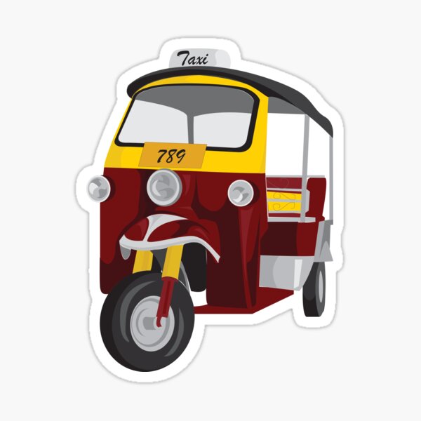 "Taxi Tuk Tuk Thailand vintage retro classic, taxi car 3" Sticker for ...