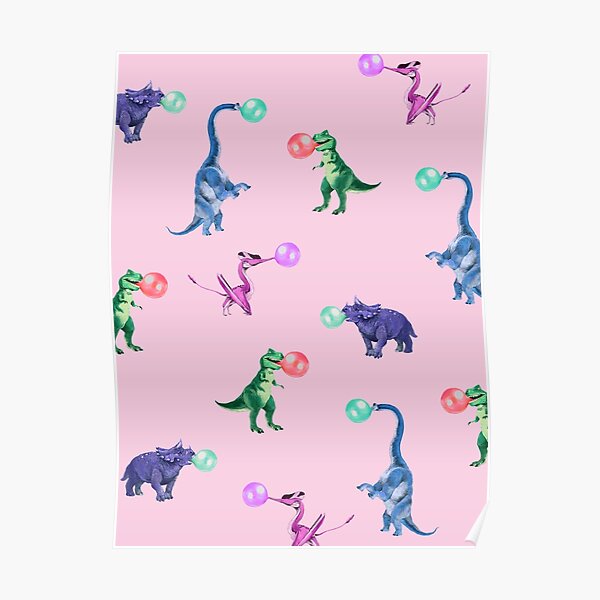 Póster «Pandillas de dinosaurios retro con chicle # 01» de bignosework ...