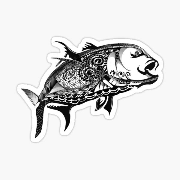 "Hawaiian Ulua (Giant Trevally) with Tribal Pattern" Sticker for Sale ...