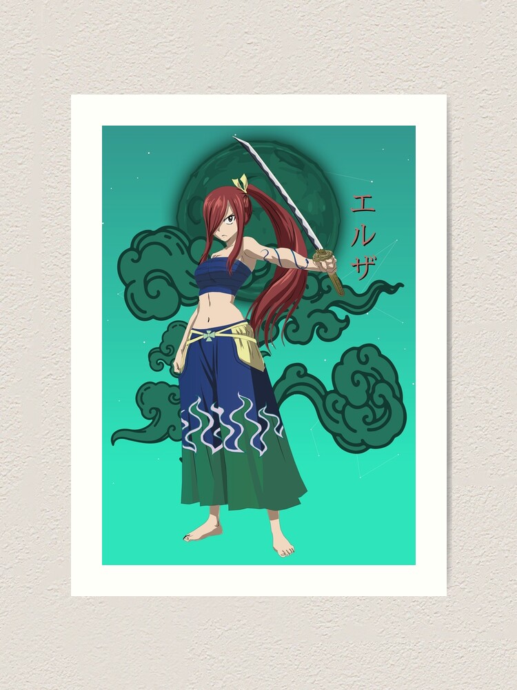 "Erza Scarlet Aqua Samurai - Fairy Tail" Art Print by reelanimedragon ...