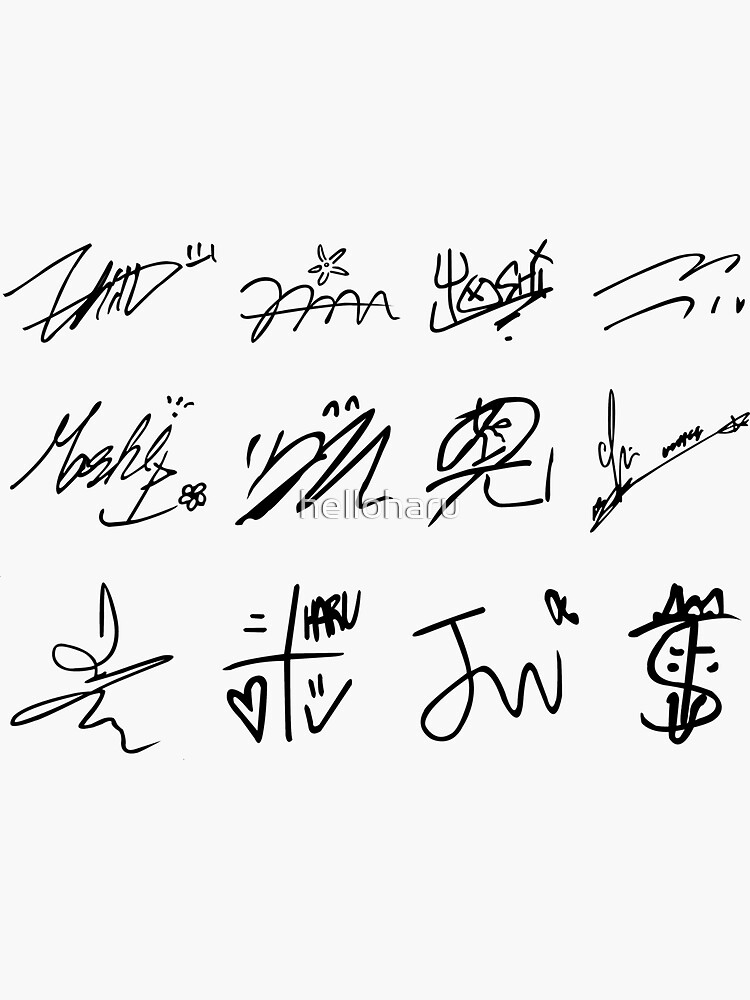 "TREASURE OT12 Signatures" Sticker for Sale by helloharu | Redbubble