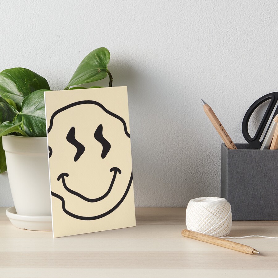 "Wonky Smiley Face - Black and Cream" Art Board Print for Sale by ...