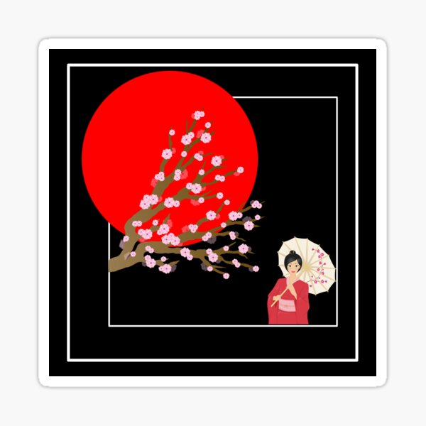 "Japanese Red Moon Design" Sticker for Sale by MsK28 | Redbubble