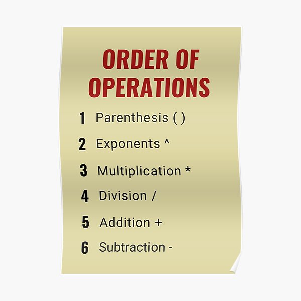 "Order Of Operations Acronym and Meaning" Poster for Sale by ...
