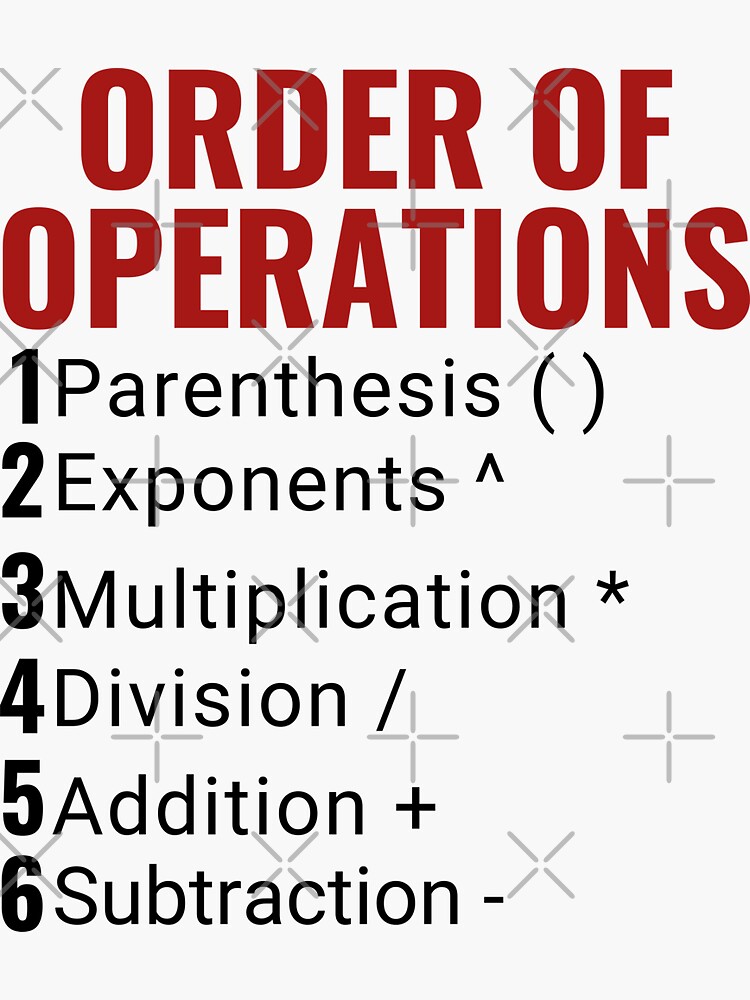 "Order Of Operations Acronym and Meaning" Sticker for Sale by ...