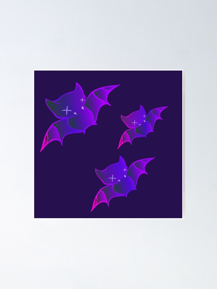 "bats flying dark neon cute bat" Poster by MiraNomegusta | Redbubble