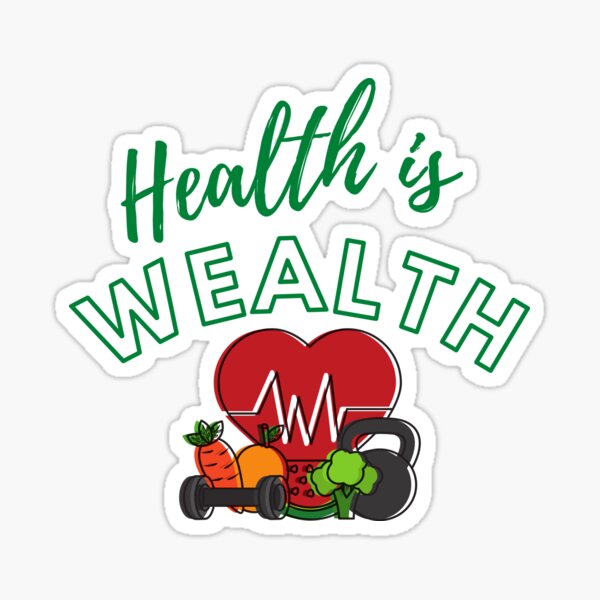 "Dark Green Health is Wealth - Gym Starter Kit Fitness" Sticker for ...