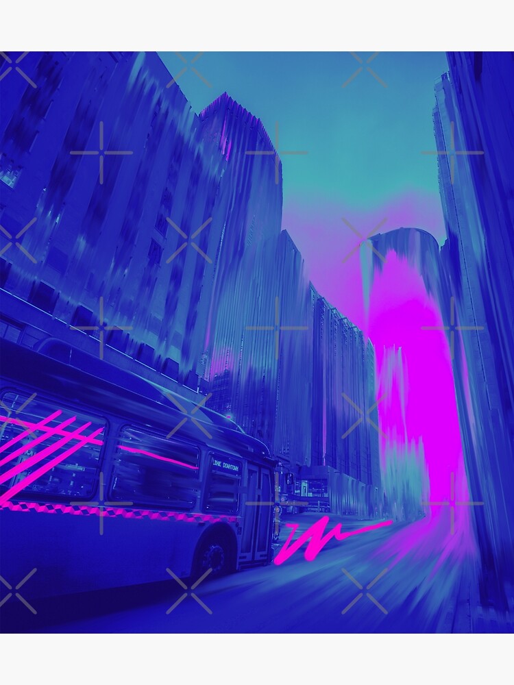 "Vaporwave Synthwave, Bus Art - Retro Classic New Wave Pop Neon" Art ...