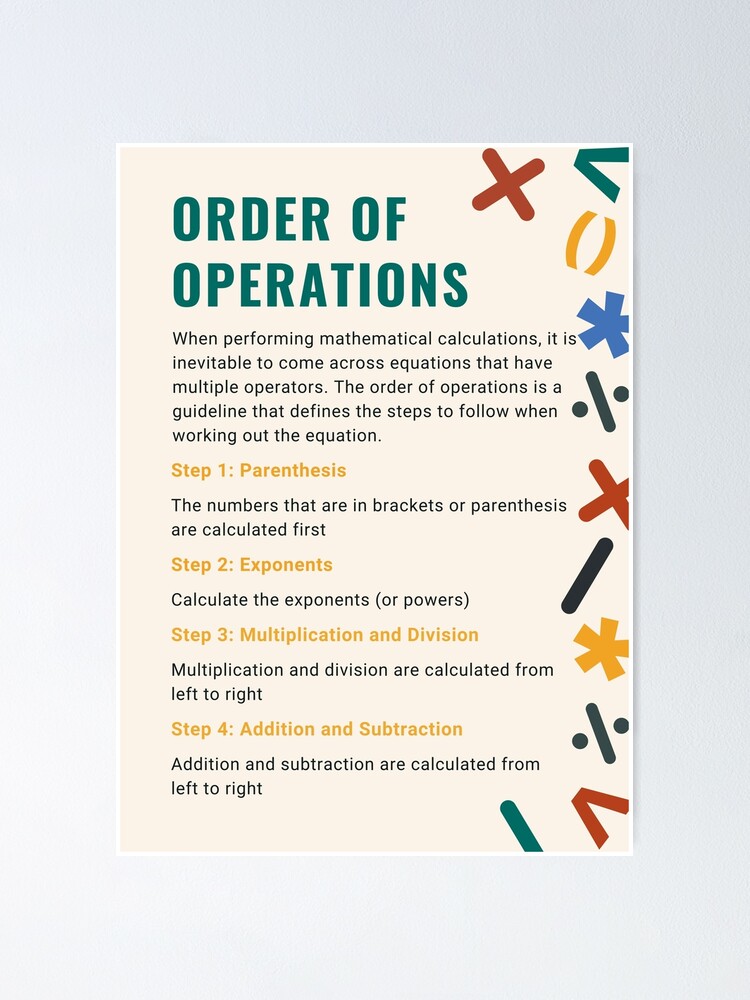  The Order Of Operations Acronym And Meaning Poster By StemCareers 