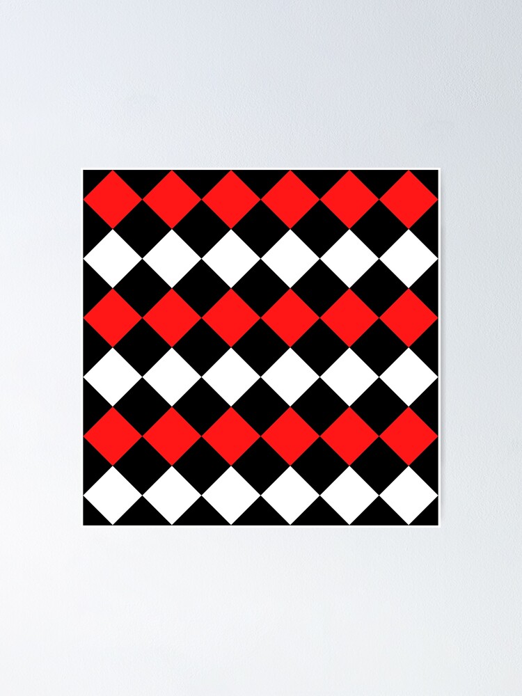 "Red, Black and White Checkered Diamond Pattern" Poster by JEMandy ...