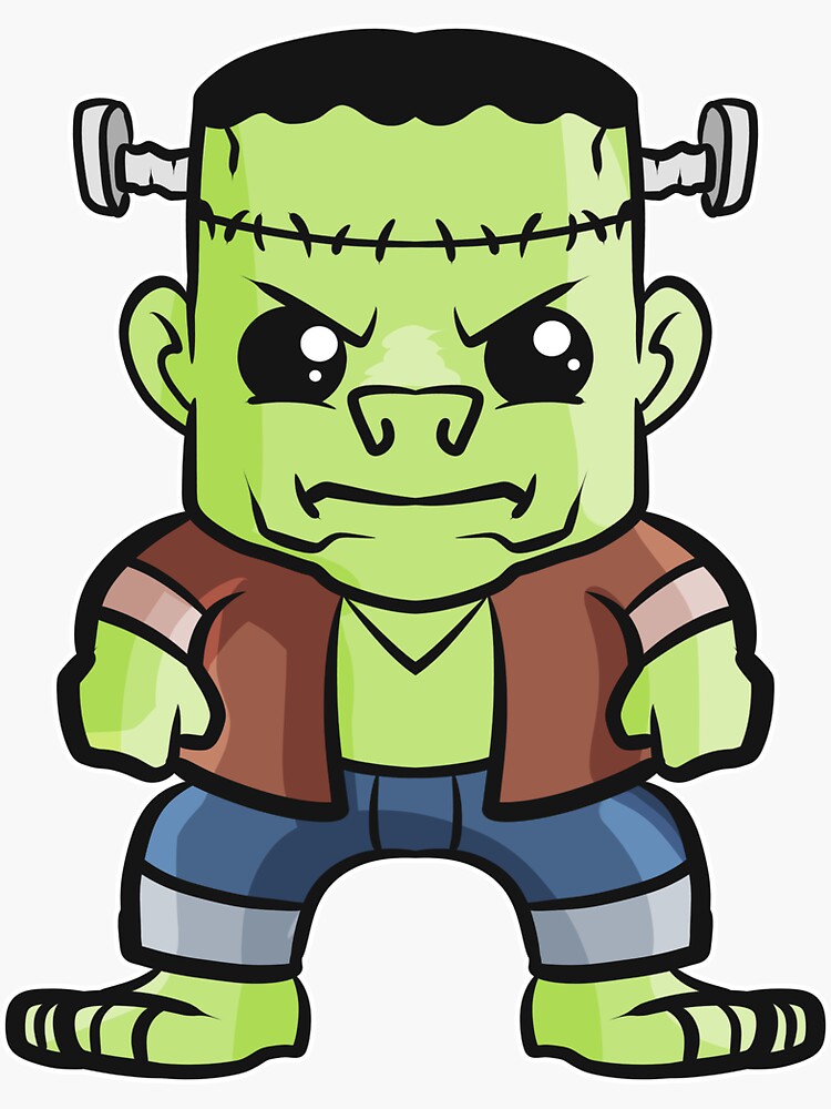 "Kawaii Frankenstein Monster Halloween" Sticker for Sale by FamBleJS ...