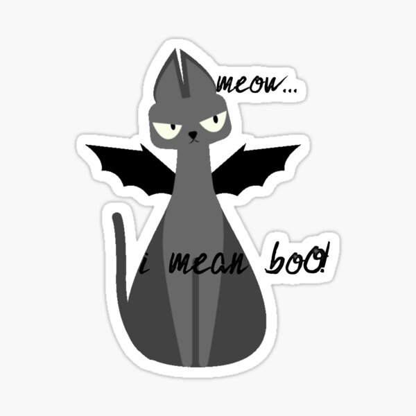 "Meow I Mean Boo (Black and White)" Sticker for Sale by Elssele | Redbubble