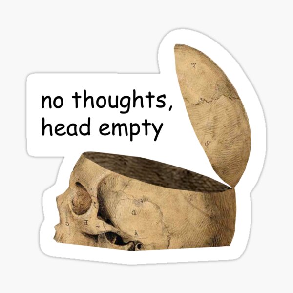 "No Thoughts, Head Empty" Sticker for Sale by smadison20 | Redbubble