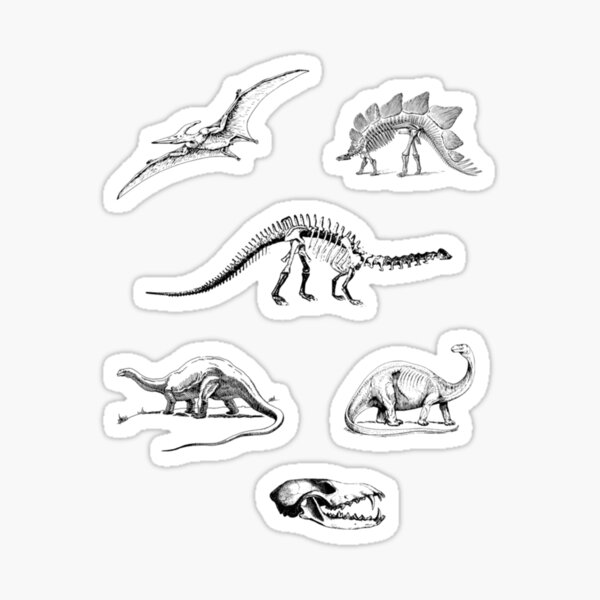 "Bw dinosaurs on the moon set pattern " Sticker for Sale by ...