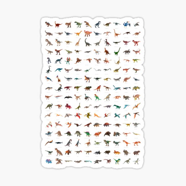 "Dinosaur (with names) " Sticker for Sale by DinorobotLove | Redbubble