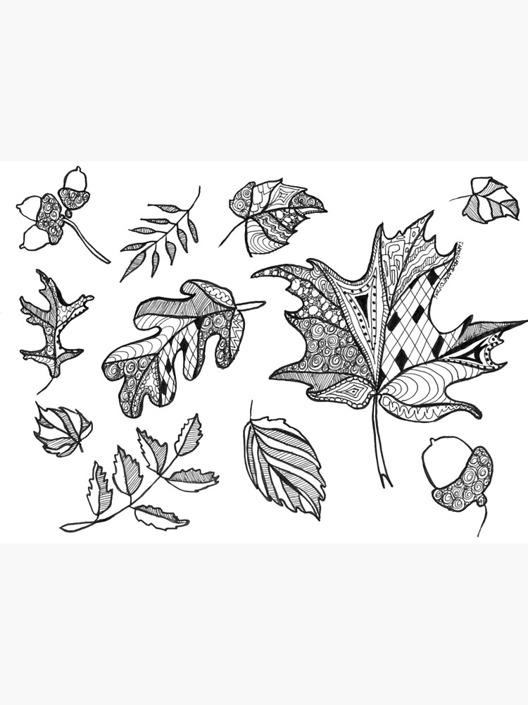 "Fall autumn leaves zentangle art" Art Board Print for Sale by ...