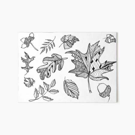 "Fall autumn leaves zentangle art" Art Board Print for Sale by ...