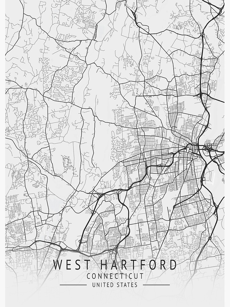 "West Hartford - Connecticut - US Gray City Map" Poster for Sale by ...