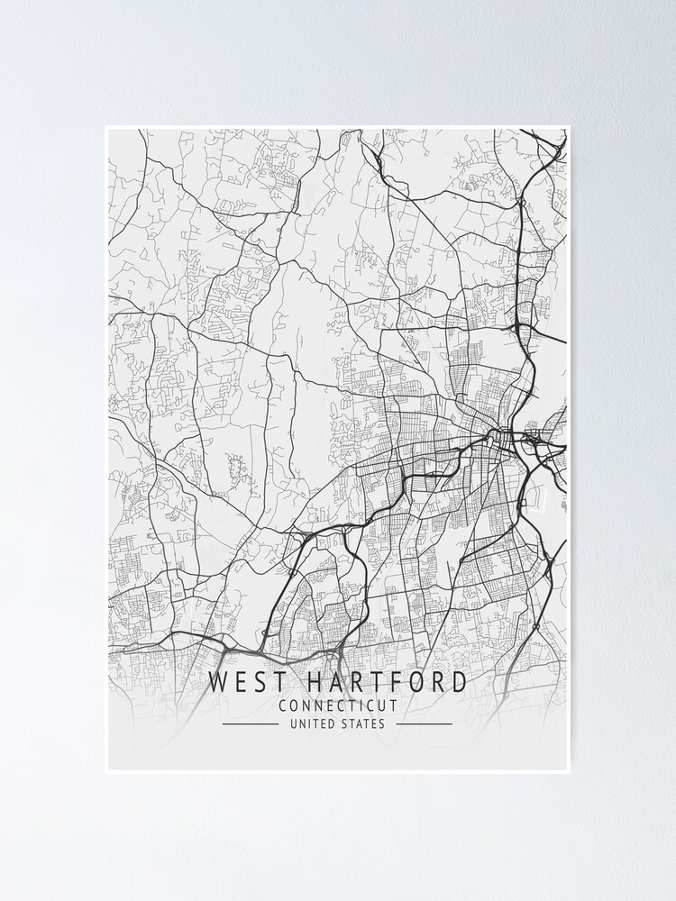 "West Hartford - Connecticut - US Gray City Map" Poster for Sale by ...